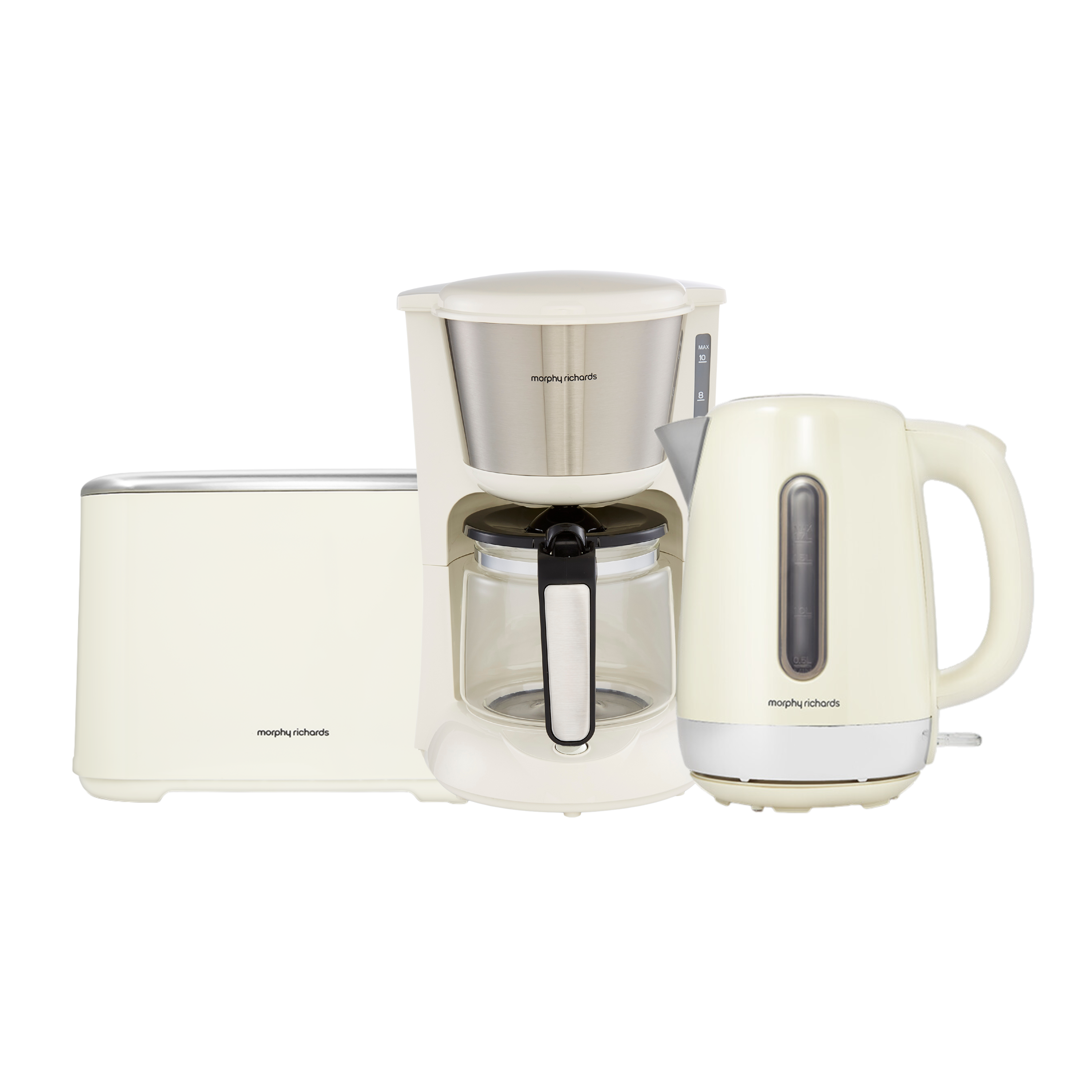 Equip Cream Kettle, Toaster & Filter Coffee Machine Set – Morphy ...